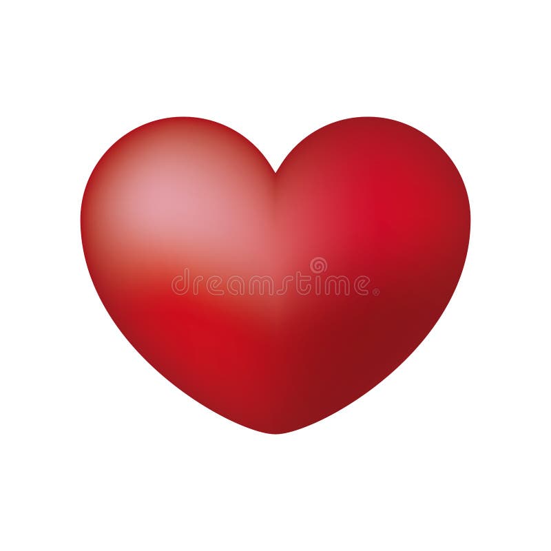 One Red Shiny Romantic Love Heart Shape Icon Vector Isolated on White ...