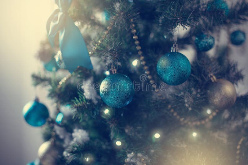 Red Shiny Toy on the Christmas Tree Stock Image - Image of ball, tree ...