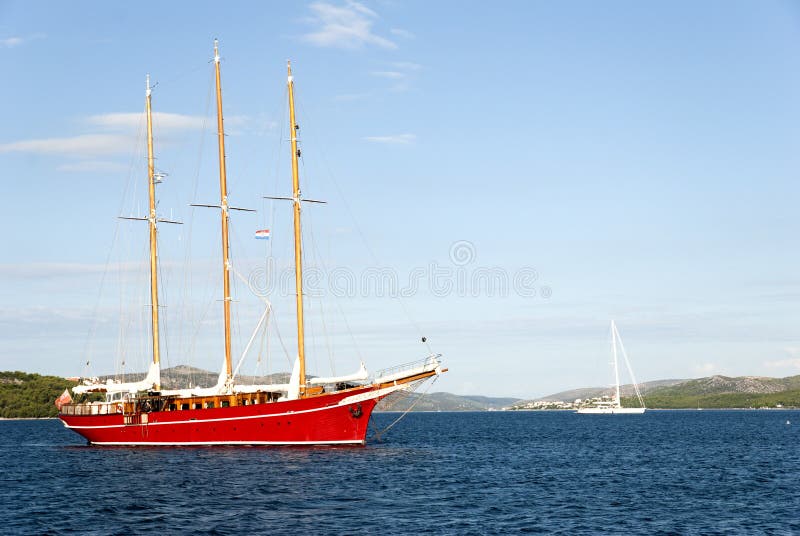 Red ship stock image. Image of large, boat, summer, beach - 21228653