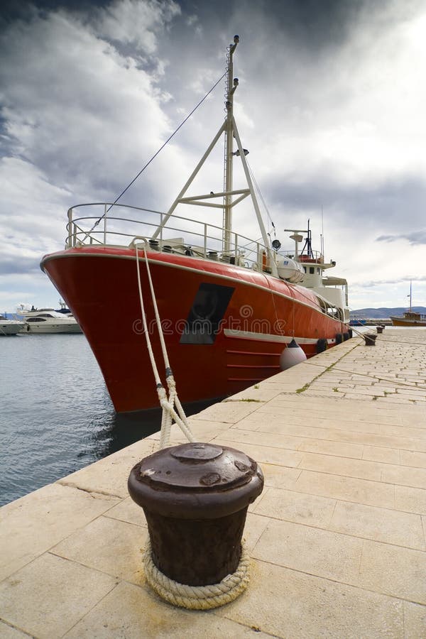 The red ship stock image. Image of rope, boat, clouds - 3240367