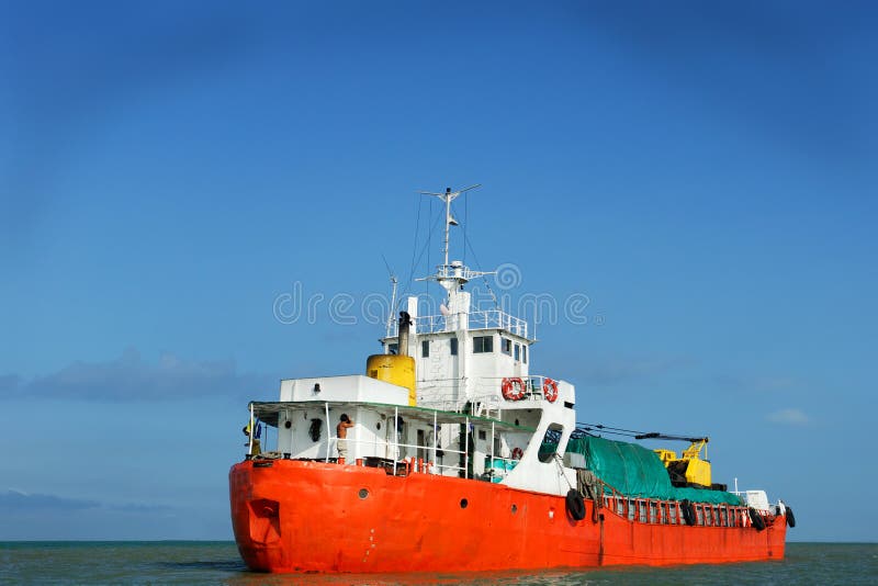 Red ship stock image. Image of lifeboat, steel, tanker - 990959