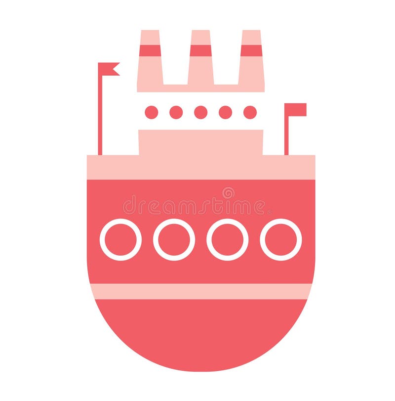 Red ship flat illustration stock vector. Illustration of hand - 144602427