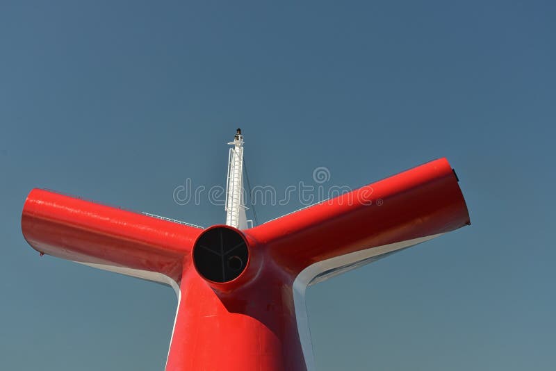 A Ship`s Funnel in Copper and Blue Stock Photo - Image of environment ...