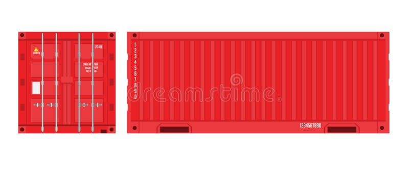 Red Shipping Cargo Container for Logistics and Transportation. Flat ...