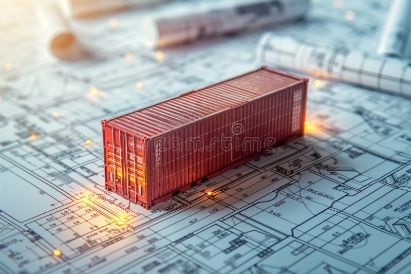 Red Shipping Container with Glowing Interior Stock Illustration ...
