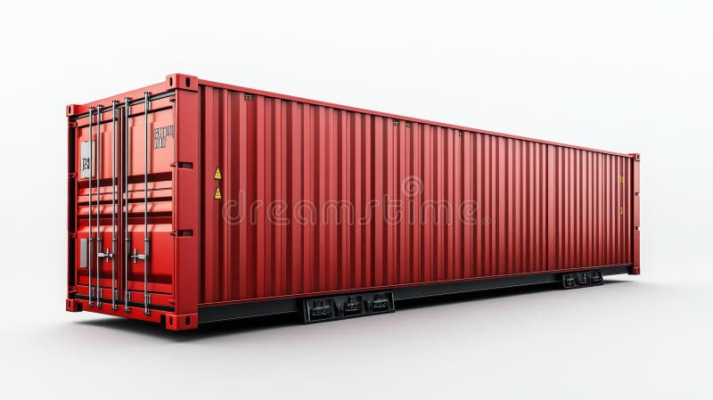 Red Shipping Container Isolated on White Background Generative AI Stock ...