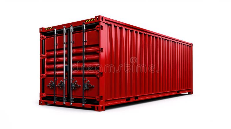 A Red Shipping Container Isolated on a White Background Stock ...