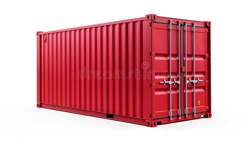 Red Shipping Container Isolated on White Background Stock Illustration ...