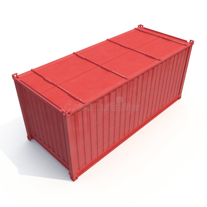 Red Cargo Container, Clipping Path Stock Illustration - Illustration of ...