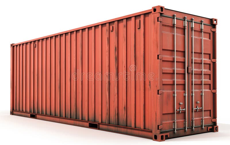 Red Shipping Container Isolated on White Stock Illustration ...