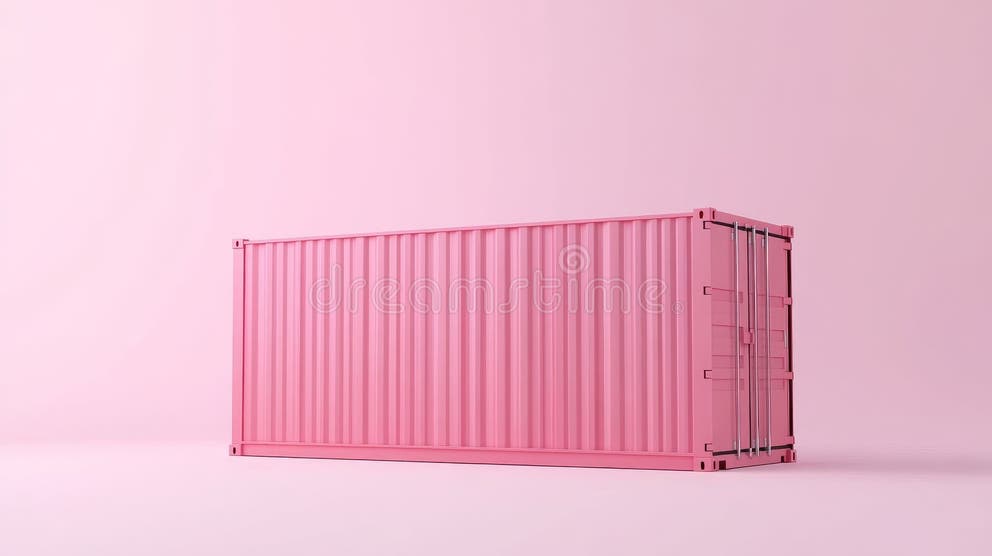 A Red Shipping Container is Set Upright Against a White Background ...