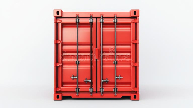 A Red Shipping Container Stands Tall on a White Background Stock Image ...