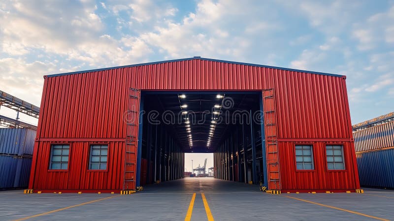Red Shipping Container Structure Stock Illustration - Illustration of ...