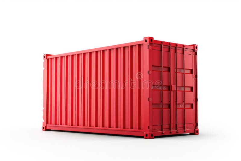 A Red Shipping Container on a White Surface. Suitable for Industrial ...