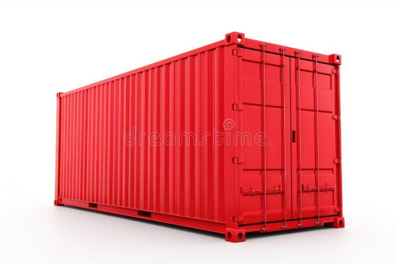 A Red Shipping Container on a White Surface, Suitable for Industrial ...