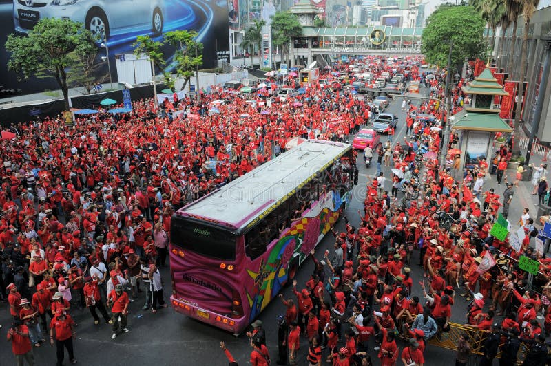 Red-Shirt Protest in Central Bangkok Editorial Photography - Image of ...