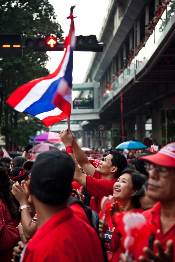 Red Shirts Protest in Bangkok Editorial Photography - Image of ...