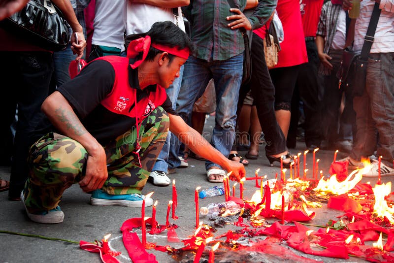 Red Shirts Protest in Bangkok Editorial Photography - Image of ...