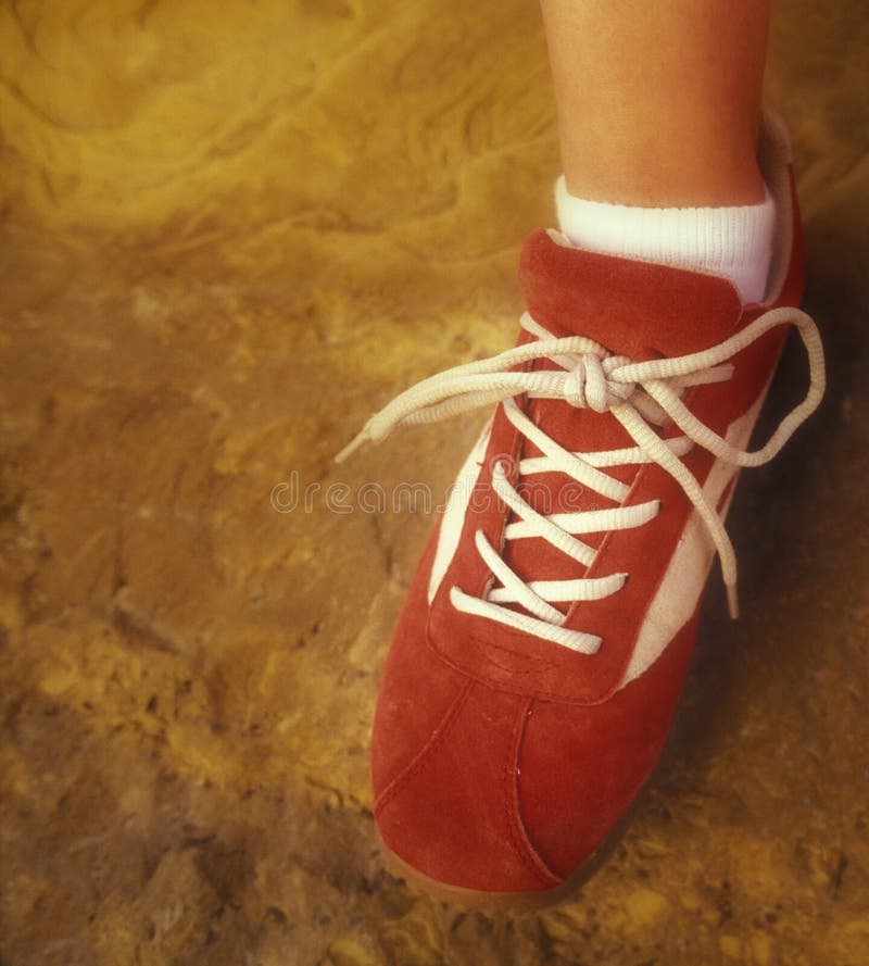 Red shoe stock image. Image of shoelace, appendage, cotton - 1447267