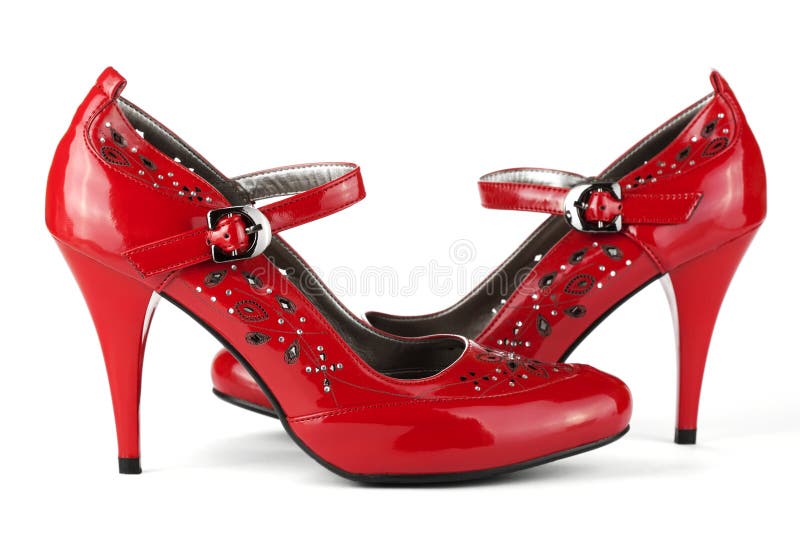 Pair of Elegant, Red Ladies Dress Shoes Stock Image - Image of ...