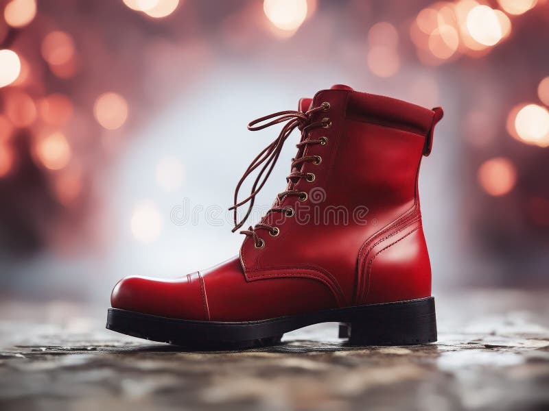 Red Shoes. Red Boots. Off Road Shoes in Bad Weather. AI Generated Stock ...