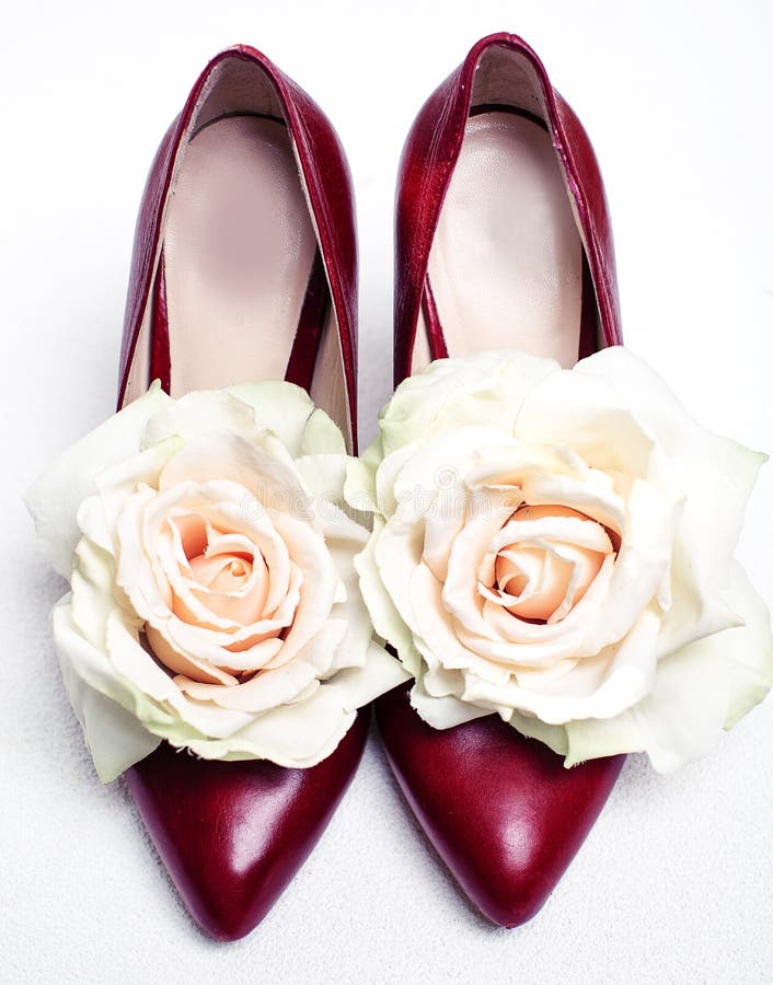 Red shoes and flowers stock image. Image of romantic - 59145625