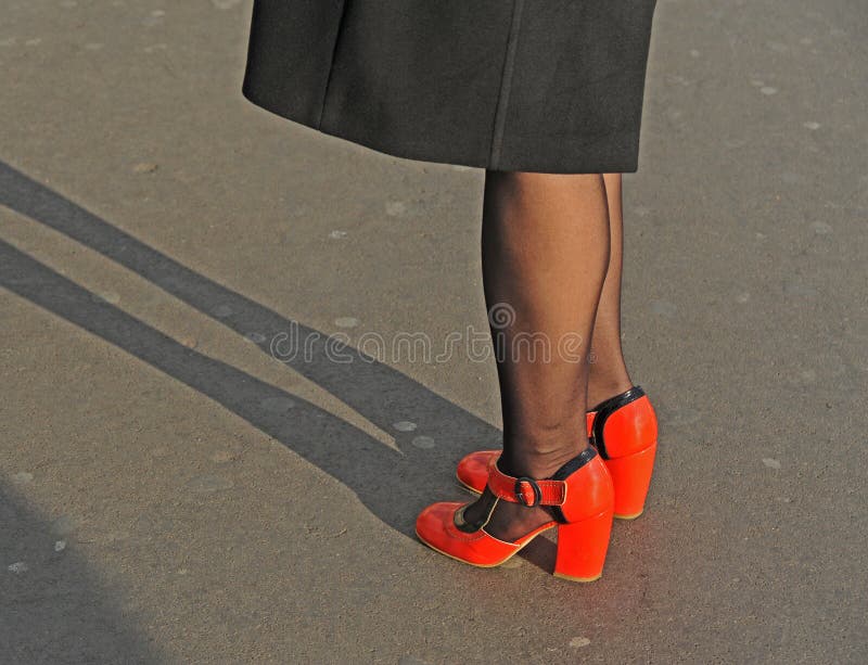 Red shoes and shadows. stock image. Image of fashionable - 12353271