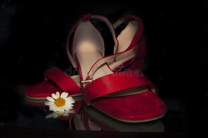 Red Shoes for the Summer Walk Stock Image - Image of blak, walk: 172412301