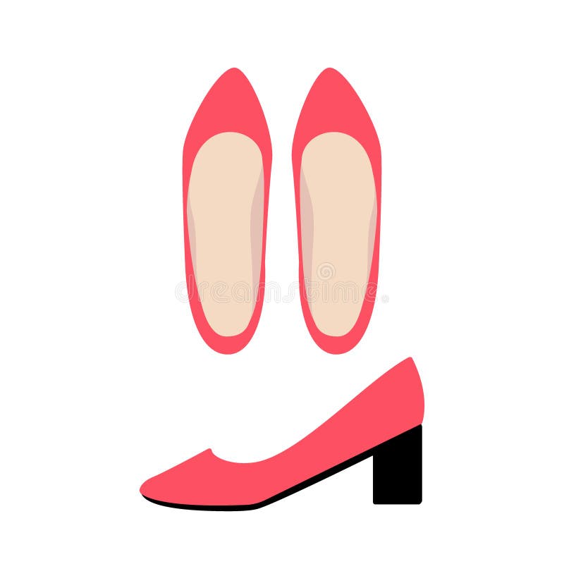 Red Shoes Top and Side View. Women`s Classical Shoes Stock Illustration ...