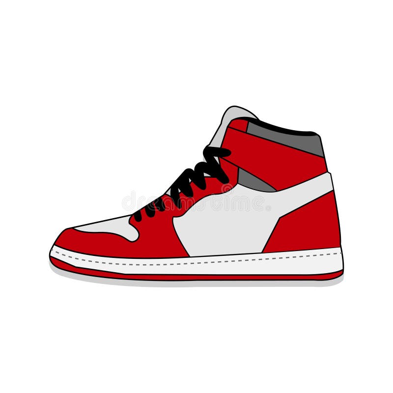 Red Shoes Vector. Sneaker Red Shoes. Flat Design Simple. Vector ...