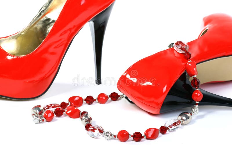 Red Shoes On A White Background Picture. Image: 23032738