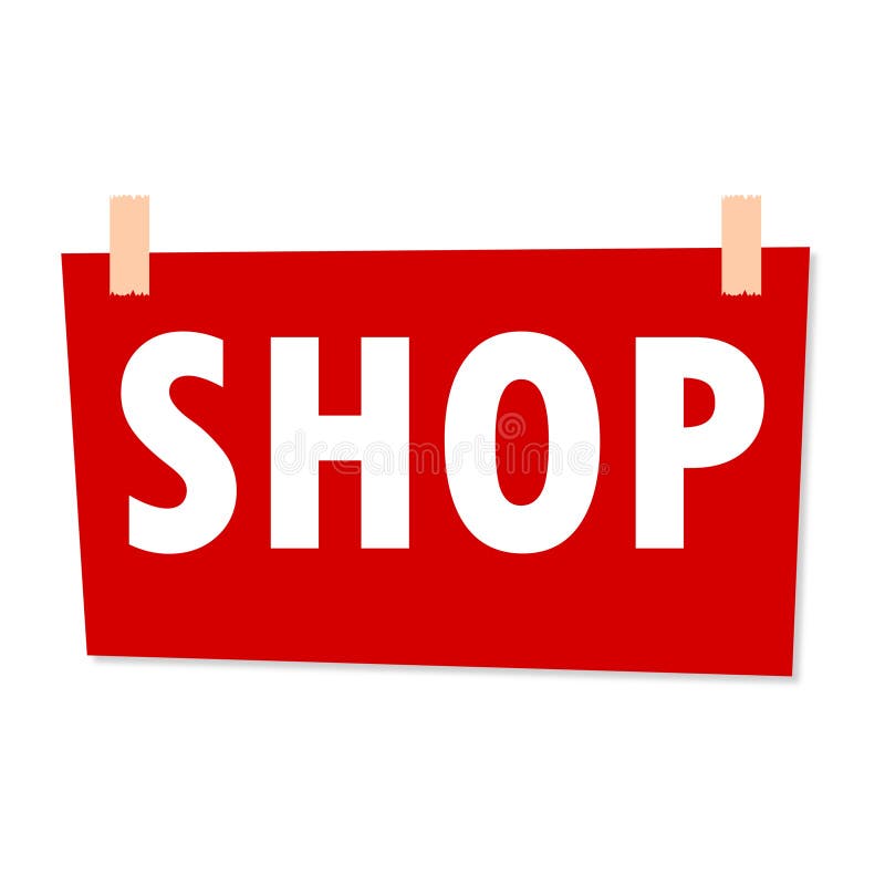 Red Shop Sign - Illustration on White Background Stock Vector ...