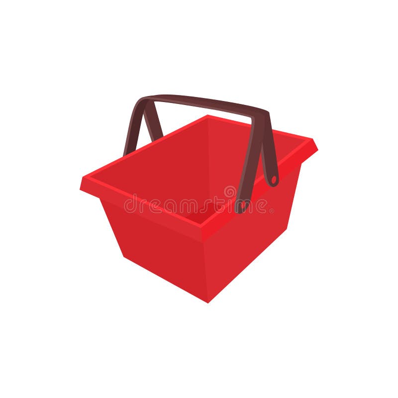 Red Shopping Basket Icon, Cartoon Style Stock Vector - Illustration of ...