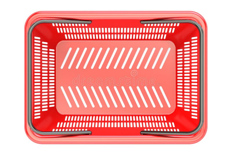 Red Shopping Basket Top View, 3D Rendering Stock Illustration ...