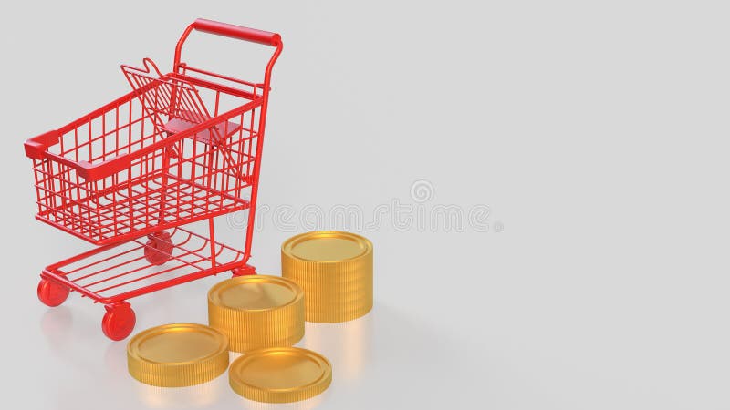 The Red Shopping Cart for Business Concept 3d Rendering Stock ...