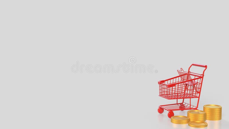 The Red Shopping Cart for Business Concept 3d Rendering Stock ...