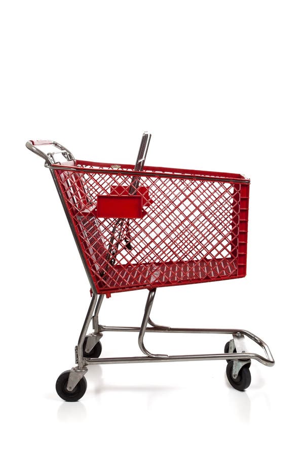 Red shopping cart on white stock image. Image of shopping - 11287101