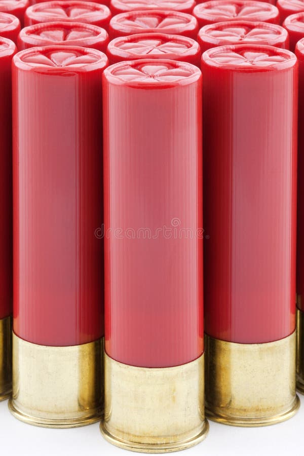 Red Shotgun Shells Lined Up Stock Photo - Image of ammunition, sporting ...