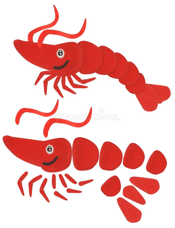 Red Shrimp Made from Plasticine and Object for Graphic Designer Use ...