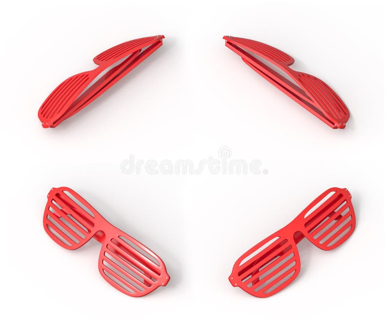 Red Shutter Shades on a White Background Stock Image - Image of bold ...