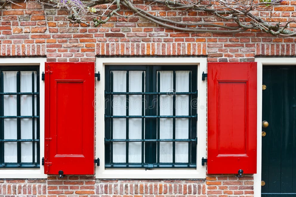 Red Shutter stock image. Image of door, reconstruction - 32644991