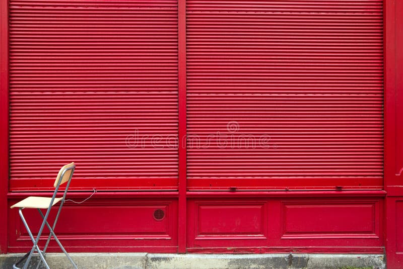 Red shutters down stock photo. Image of front, street - 98793980