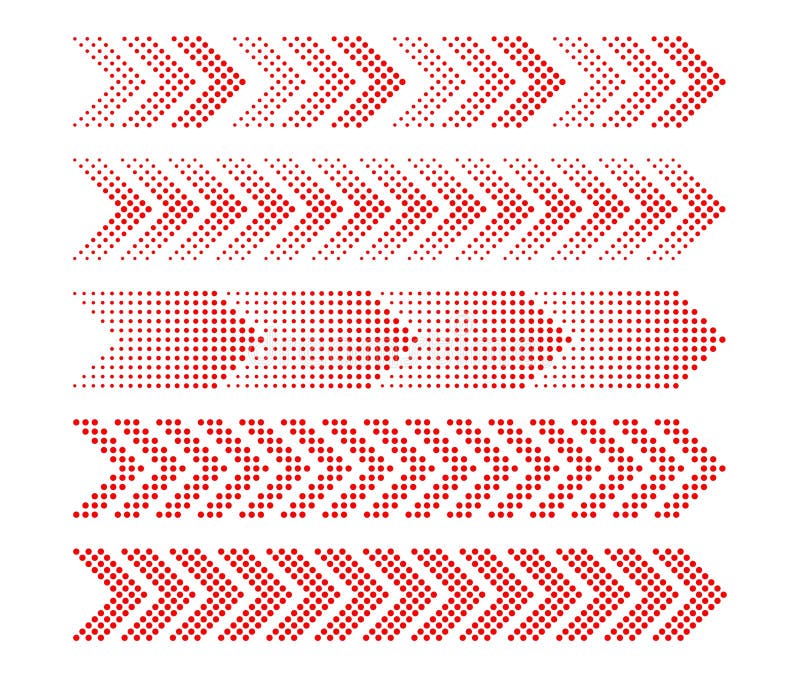 Red Side Arrows. Dotted Arrow Signs with Halftone Effect, Direction ...