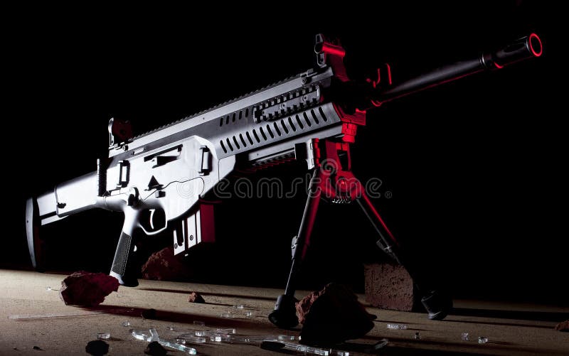 Red side lighted rifle stock image. Image of orange, carbine - 88774671