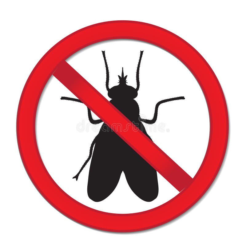 Red Sign Ban Fly. Stop Sign of an Insect Stock Vector - Illustration of ...