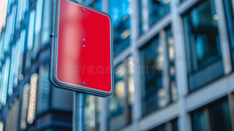Red Sign in Front of Modern Building Stock Illustration - Illustration ...