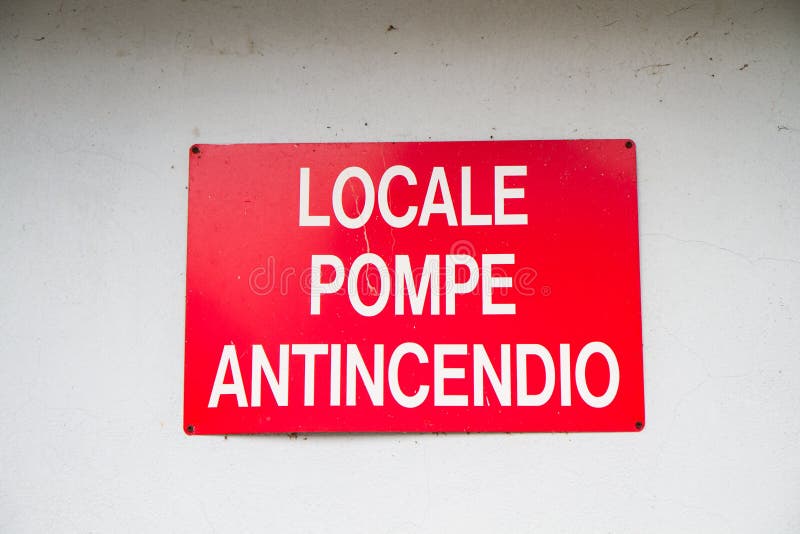 Red Sign for the Local Fire Water Pumps Stock Photo - Image of ...