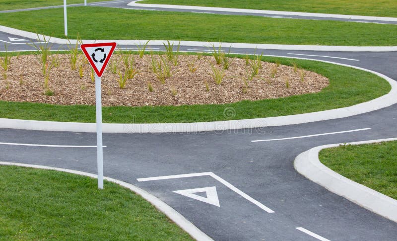 Red Sign at Nice Roundabout Stock Image - Image of sign, roundabout ...