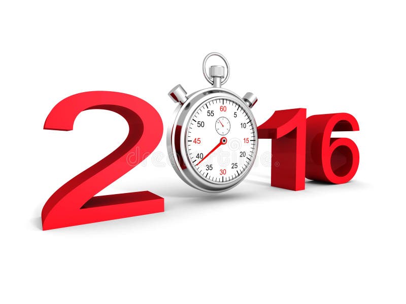2016 Red Sign Numbers with Classic Stopwatch Stock Illustration ...