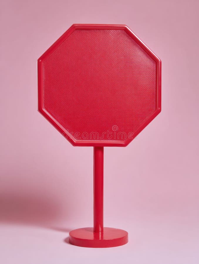 Red Sign with Octagonal Shape is Displayed Against a Pink Background ...